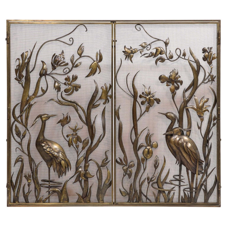 Bronze and Iron Fire Screen For Sale at 1stDibs