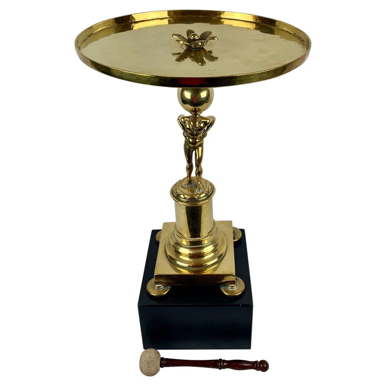 Unusual Table in the form of a Bronze Atlas with Marble Plinth For Sale ...