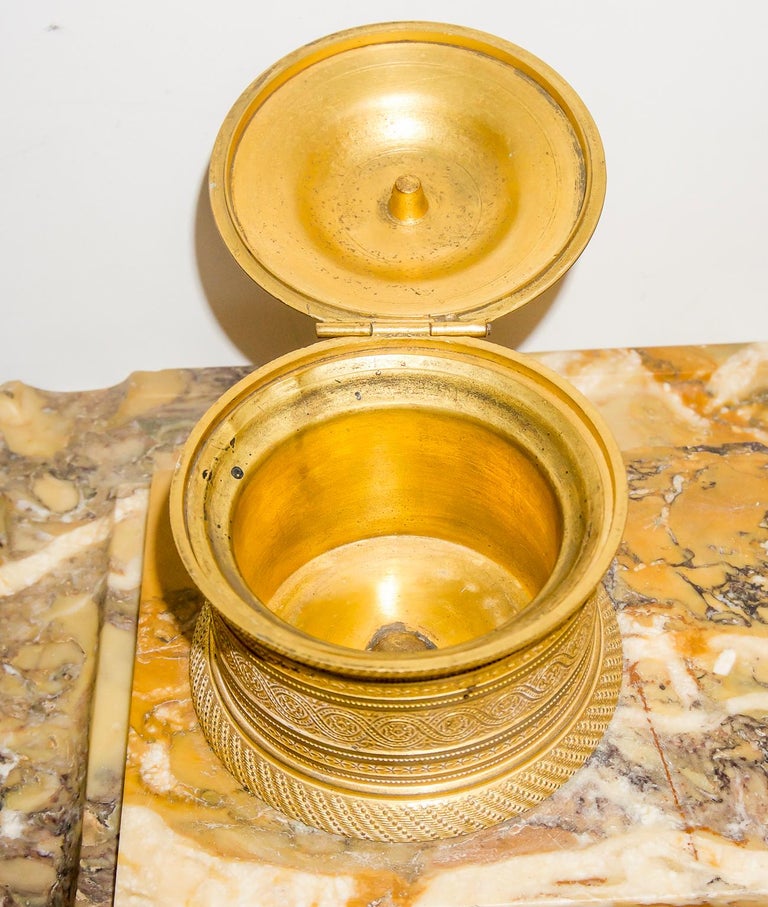 Bronze and Marble Inkwell Charles X, 1810-1820 For Sale at 1stDibs