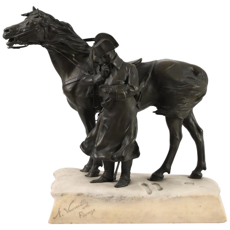 Bronze and Marble Sculpture of Napoleon and His Horse in Winter at ...