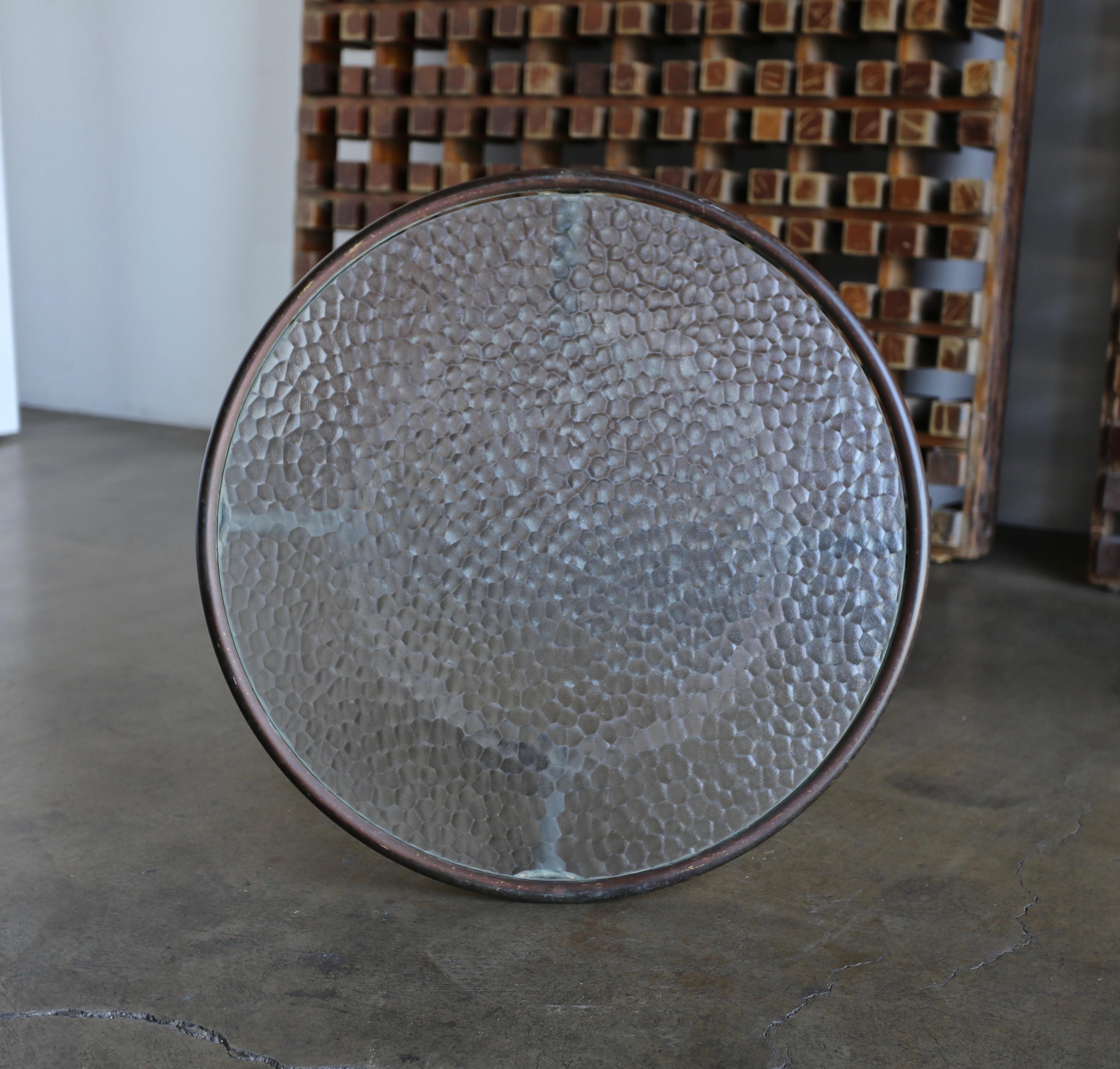 Bronze and Pebble Glass Side Table by Kipp Stewart for Terra, circa ...