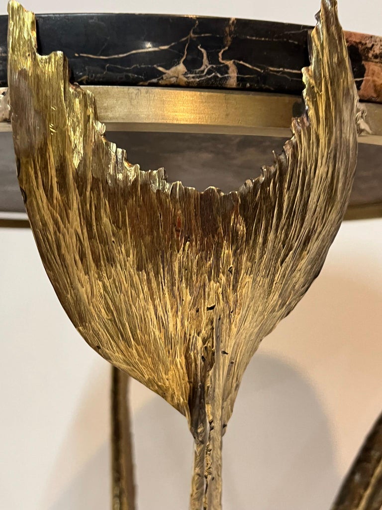 Bronze Black and gold Portor Marble Top Gueridon by Jacques Duval ...