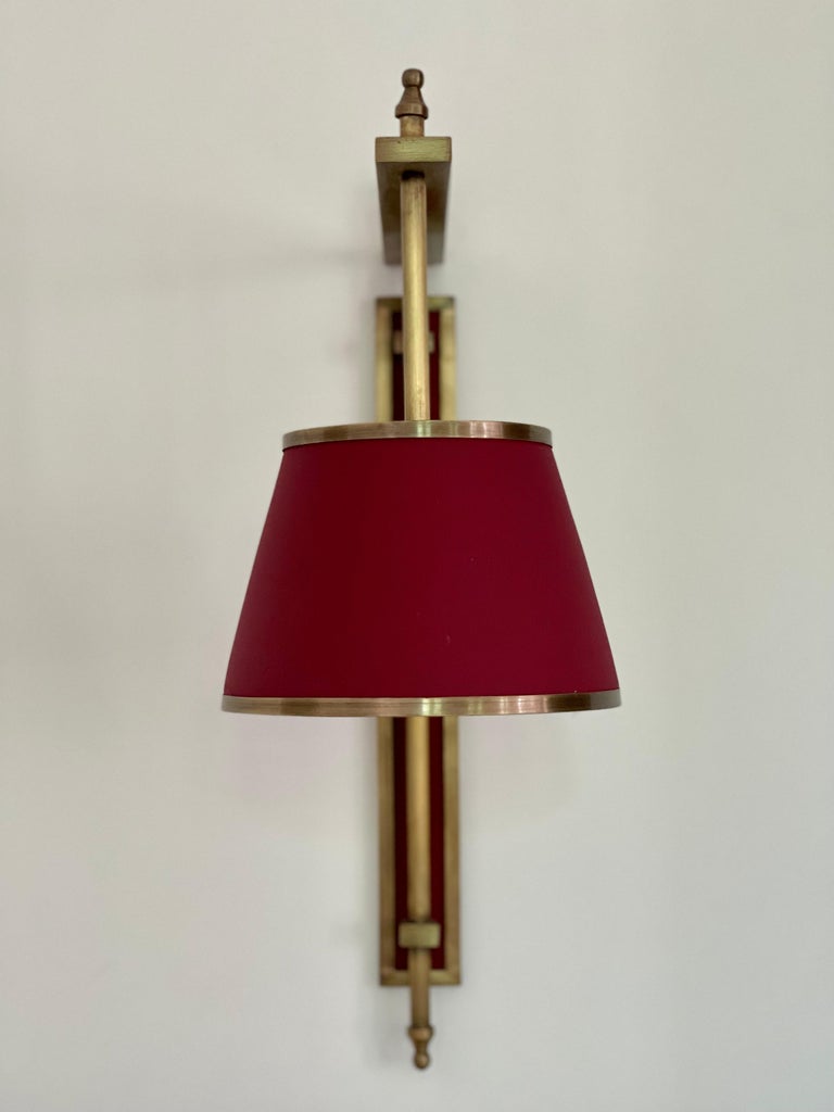 Bronze and Red Art Deco Sconce For Sale at 1stDibs