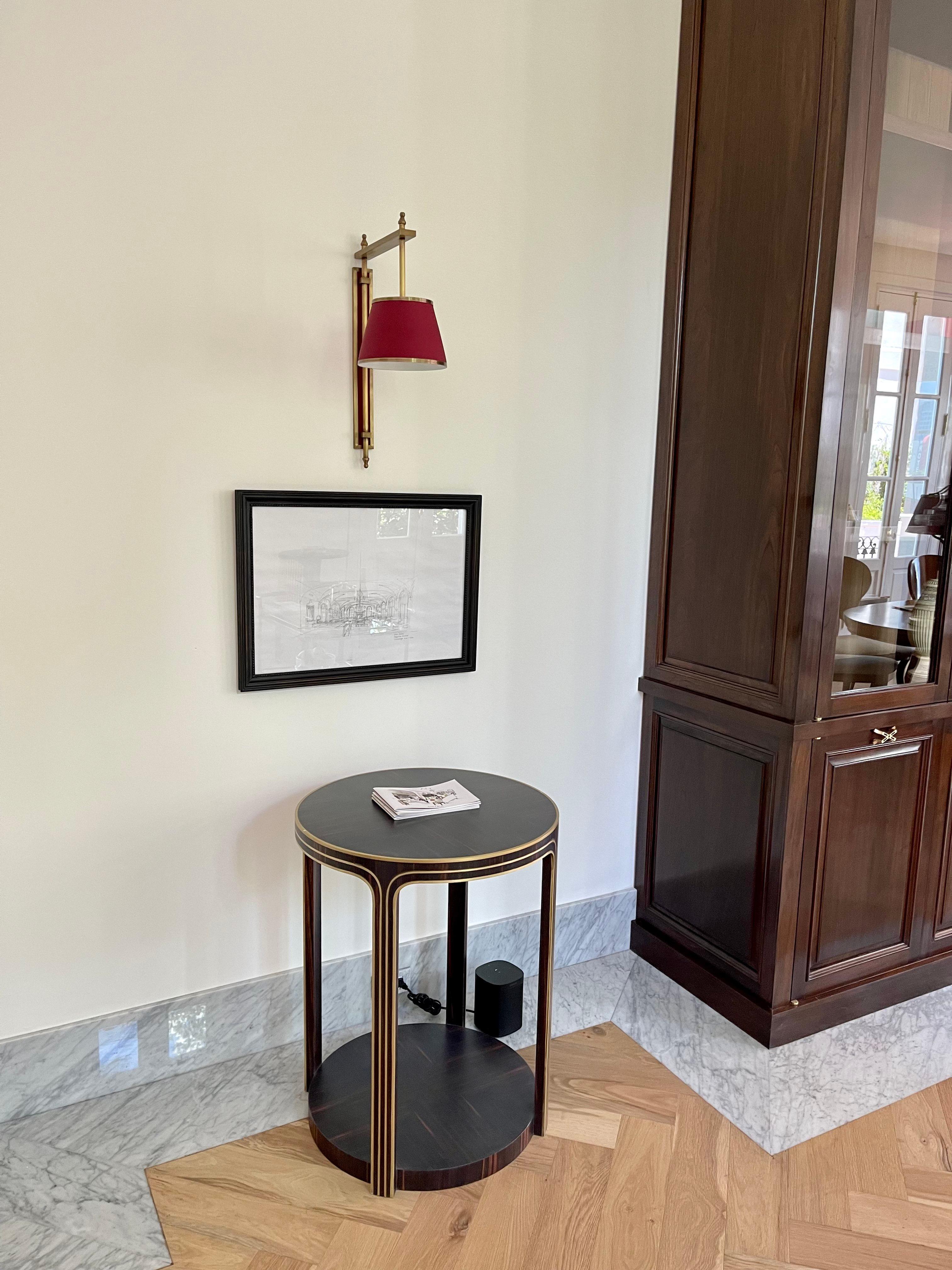 Bronze and Red Art Deco Sconce For Sale at 1stDibs