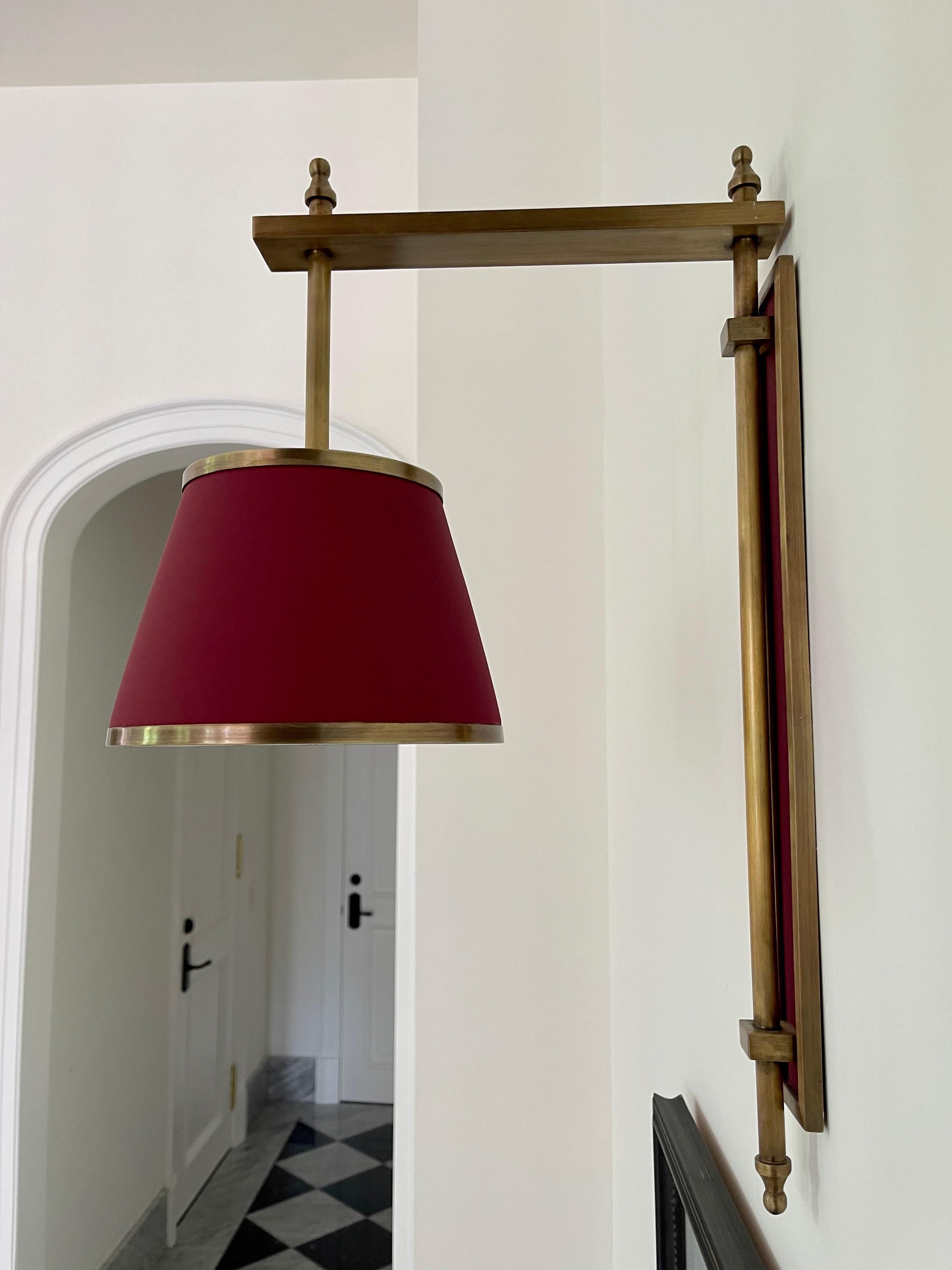 Bronze and Red Art Deco Sconce For Sale at 1stDibs