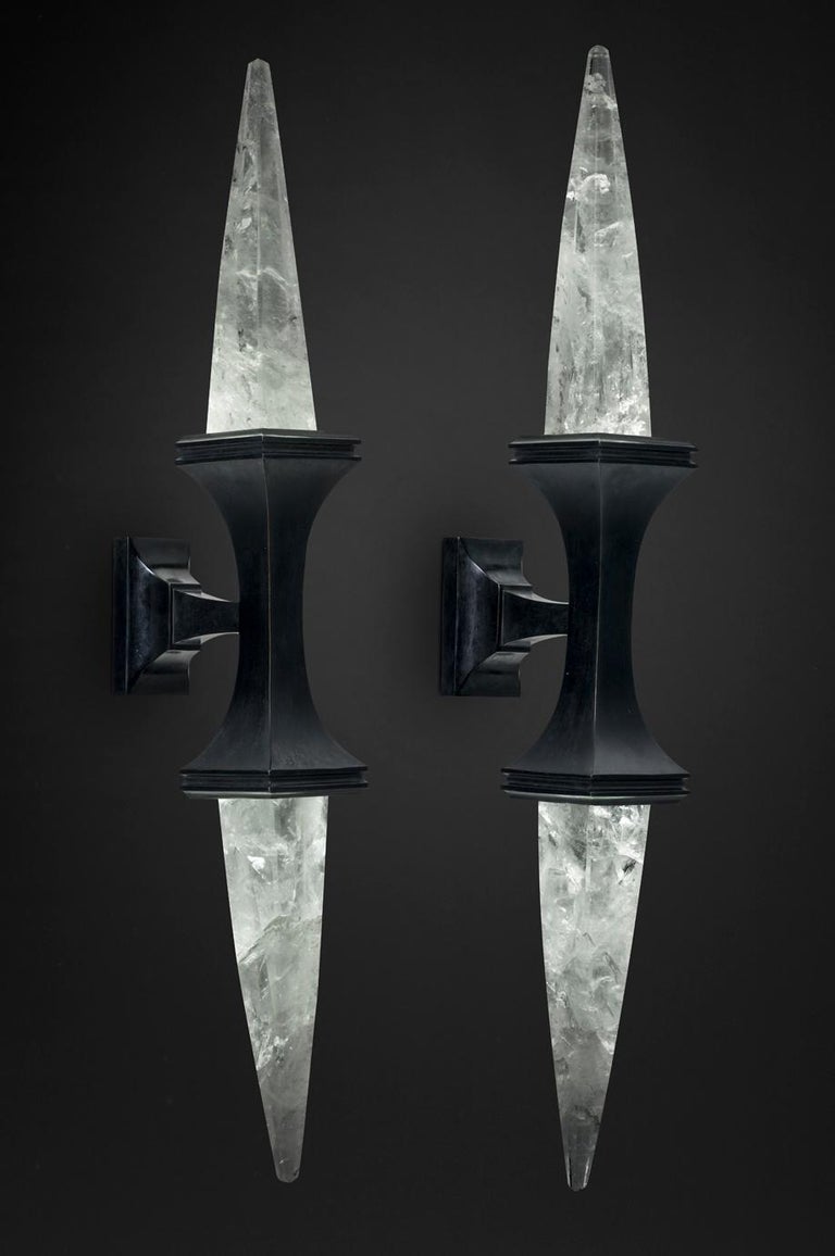 Bronze and Rock Crystal Wall Sconces, Model I, Black Edition For Sale ...
