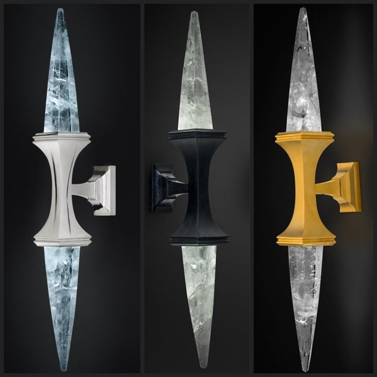 Bronze and Rock Crystal Wall Sconces, Model I, Black Edition For Sale ...