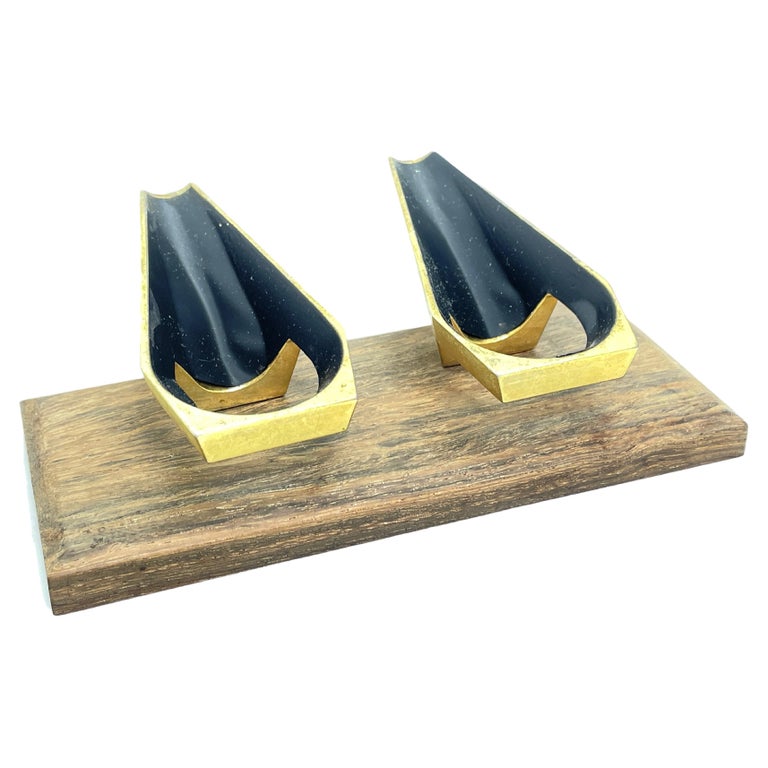 Bronze and Wood Estate Pipe Stand Bosse Baller Aubock Era, Mid-Century ...