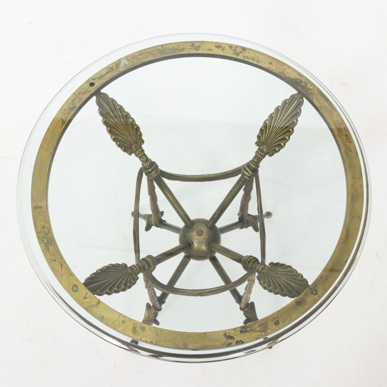 Bronze Arrow Table with Glass Top at 1stDibs