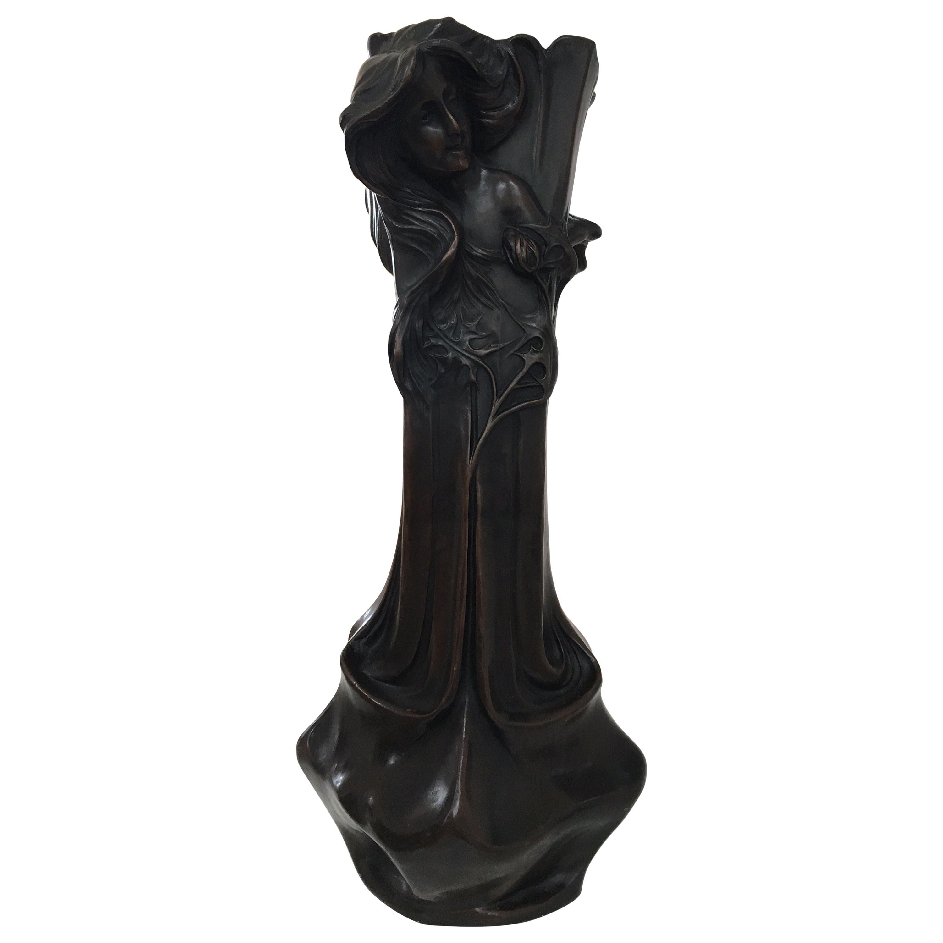 Bronze Art Nouveau Vase, Signed "Floran" at 1stDibs | art nouveau ...