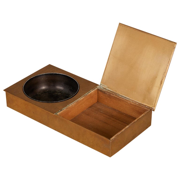 Bronze Ashtray with Cigarette Box at 1stDibs