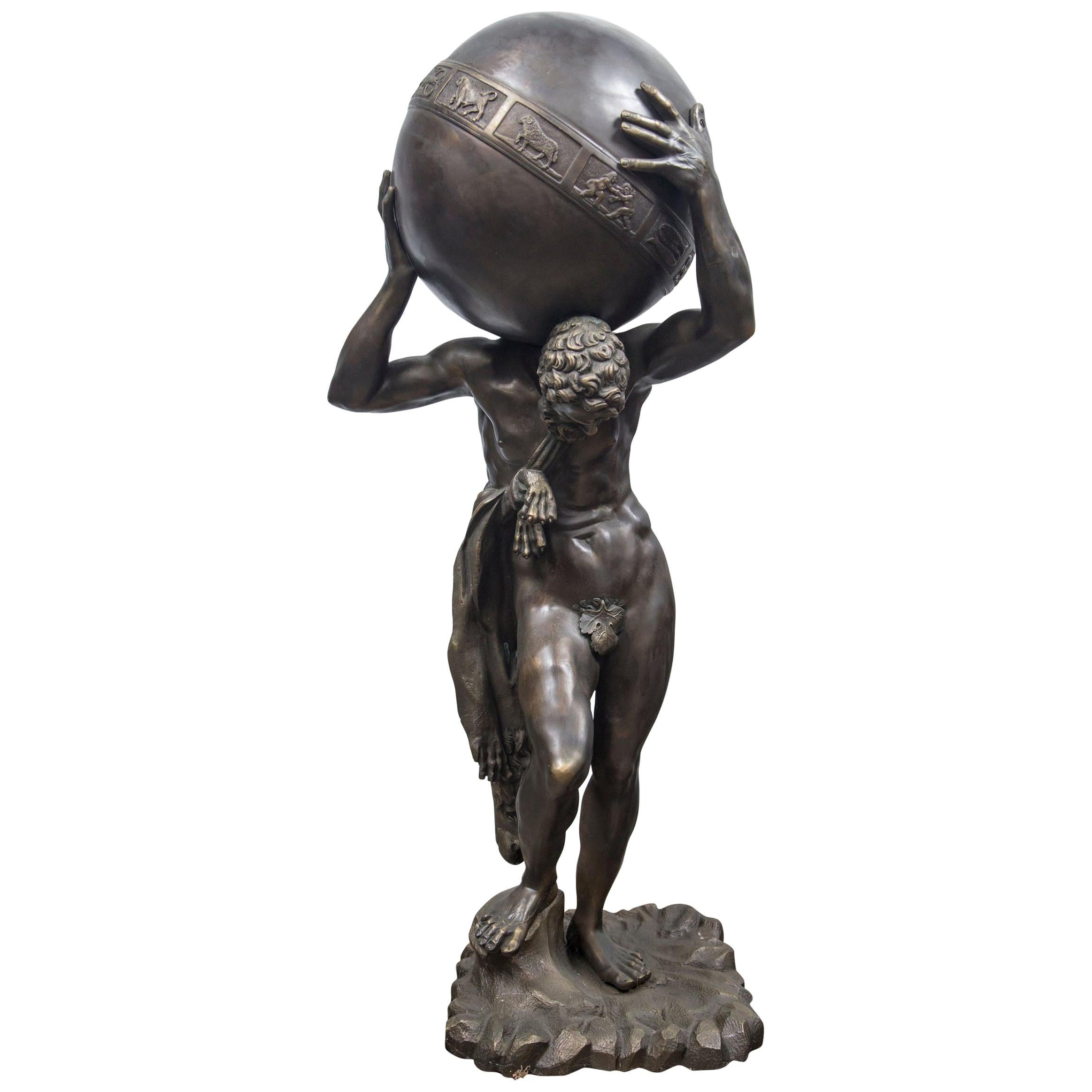Bronze Atlas Holding the Globe of the Zodiac For Sale at 1stDibs ...