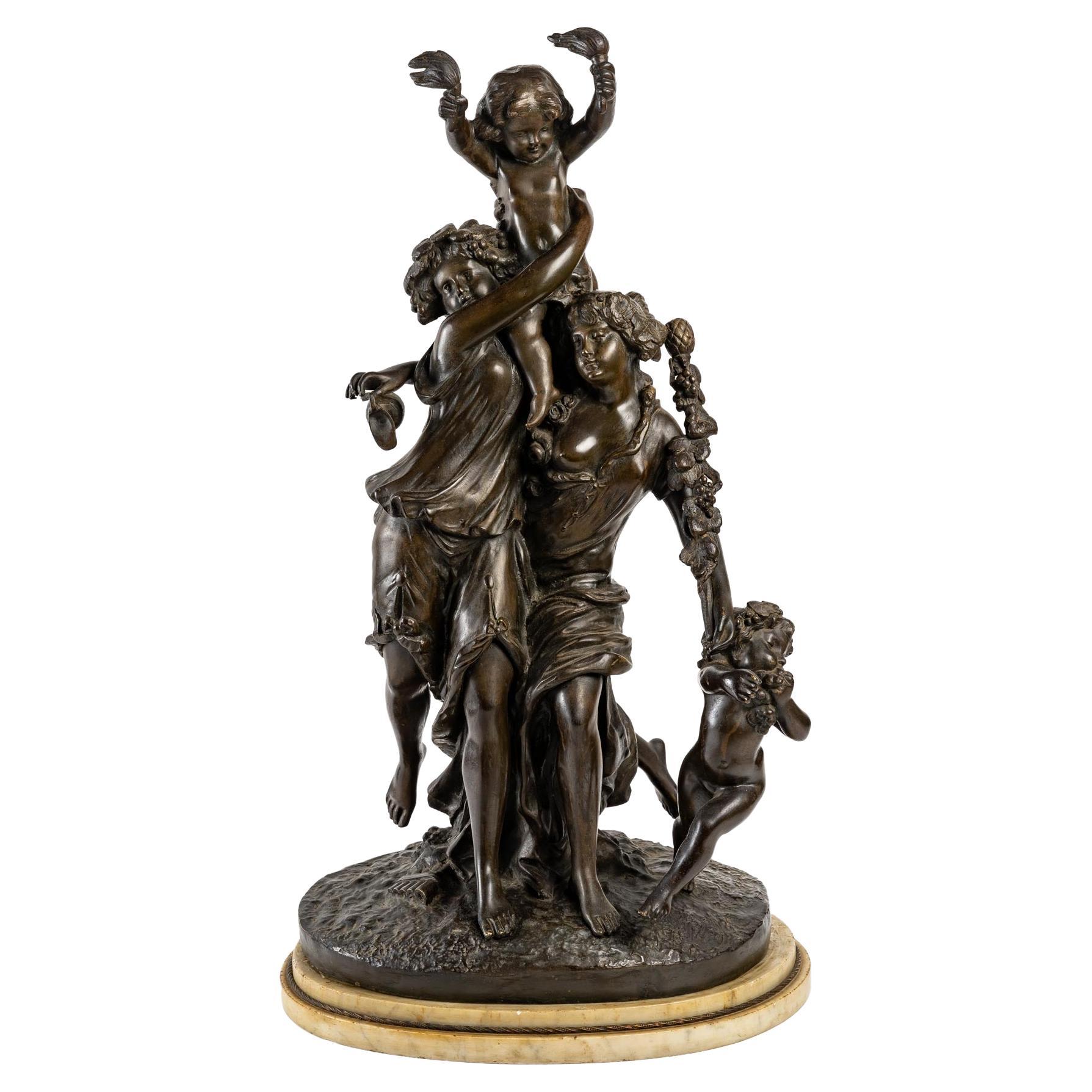 Beautiful Seated Antique Bronze Cupid Figure For Sale at 1stDibs