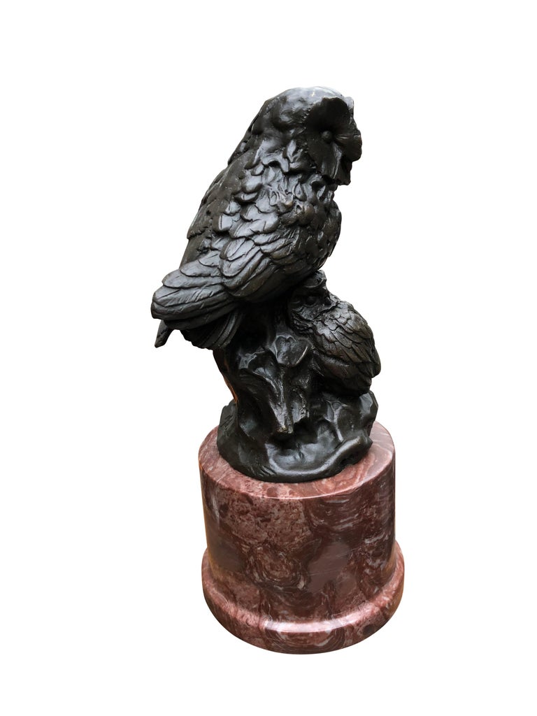 Bronze Barn Owl Statue Owlet Bird Prey Casting, 20th Century at 1stDibs