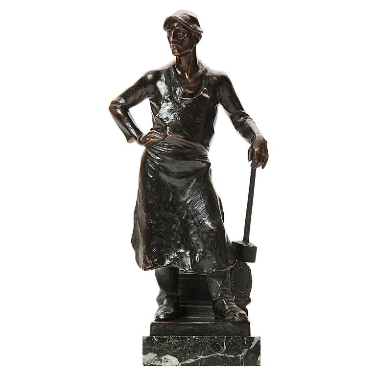 Bronze Blacksmith Sculpture by Adolph Joseph Pohl For Sale at 1stDibs