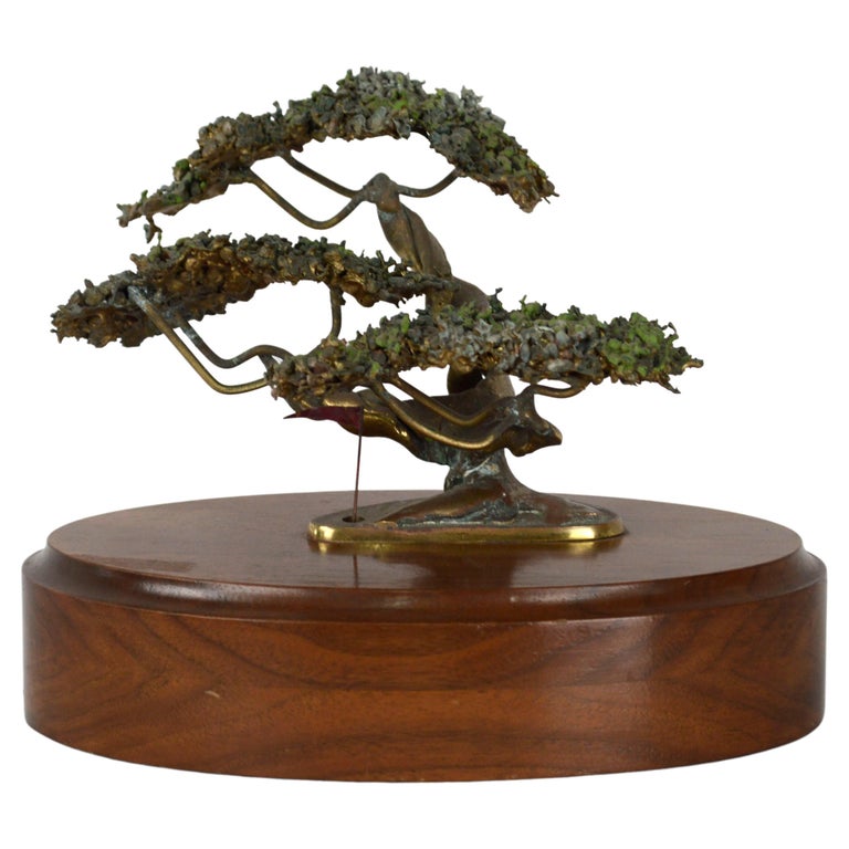 Bronze Bonsai Tree with Golf Hole Sculpture at 1stDibs