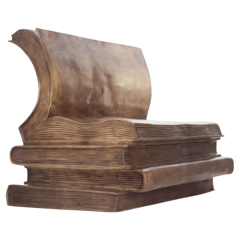 Bronze Book Bench Garden Statue For Sale at 1stDibs