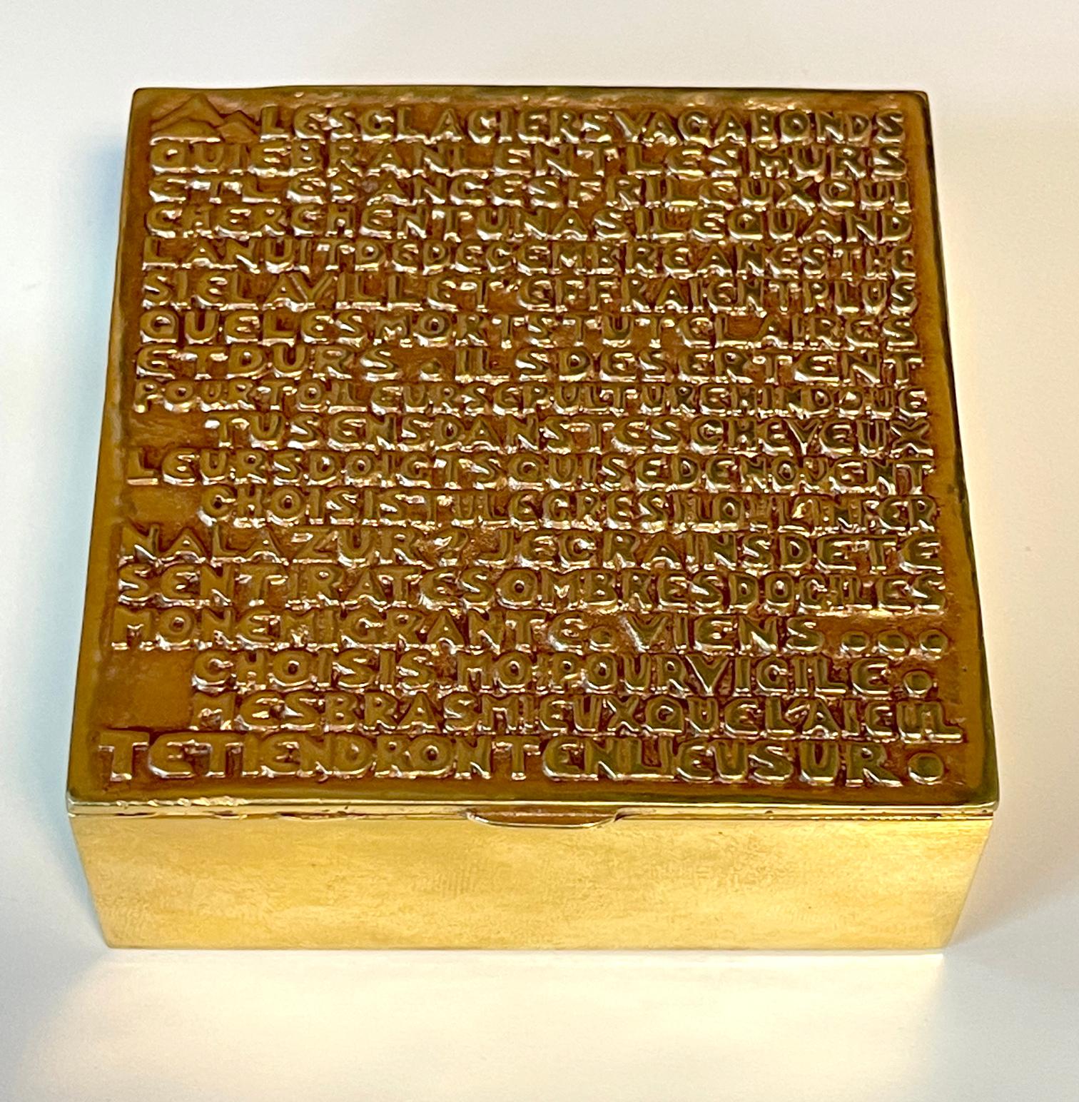 Bronze Box with Poem by Line Vautrin at 1stDibs
