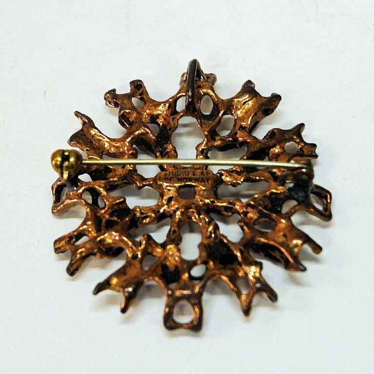 Bronze Brooch/Necklace with Melted Look by Studio Else and Paul, Norway, 1970s For Sale at 1stDibs