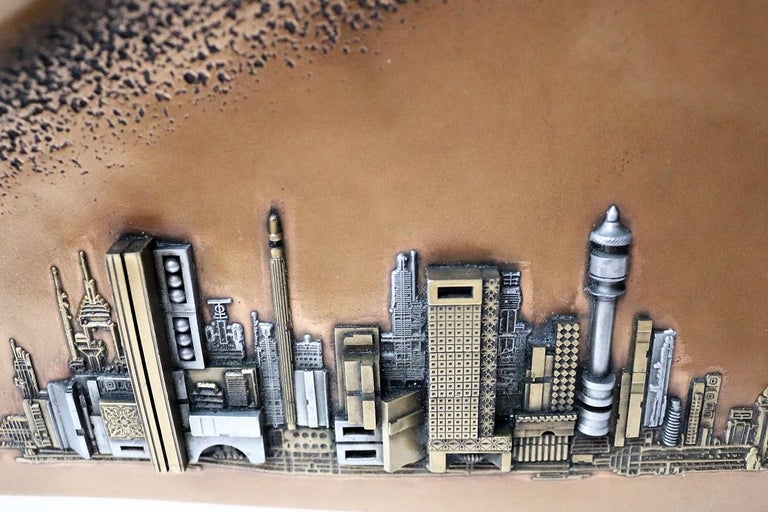 American Wall Sculpture in Bronze Signed by Giovanni Schoeman, 1970s ...