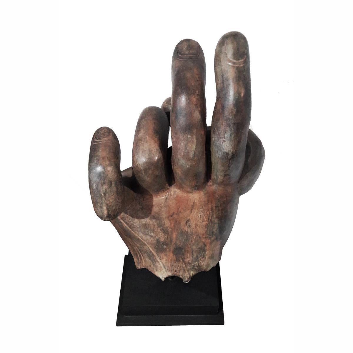 Bronze Buddha Hand Sculpture on Stand at 1stDibs | buddha hand statue ...