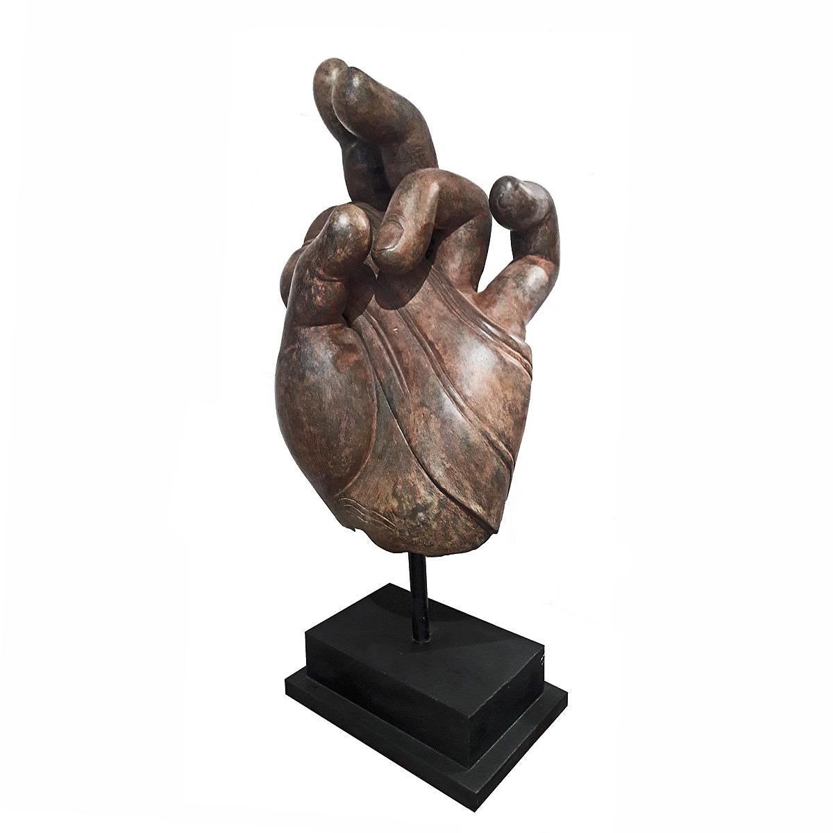 Bronze Buddha Hand Sculpture on Stand at 1stDibs | buddha hand statue ...