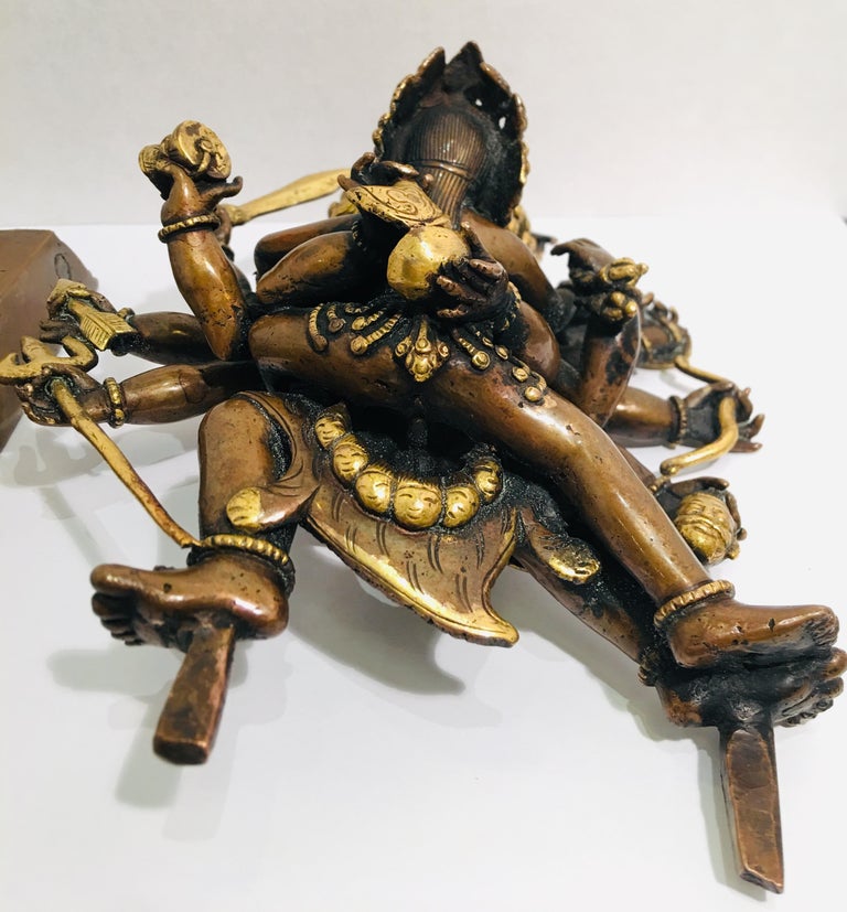 Bronze Buffalo-Headed Deity Yamantaka with Consort Vajravetali 2-Piece ...