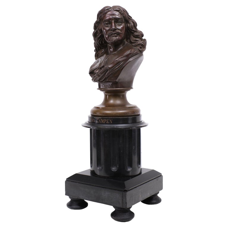 Bronze Bust Jacob Van Campen, 1595 - 1675, Sculptor Jacques Elion 1842 ...
