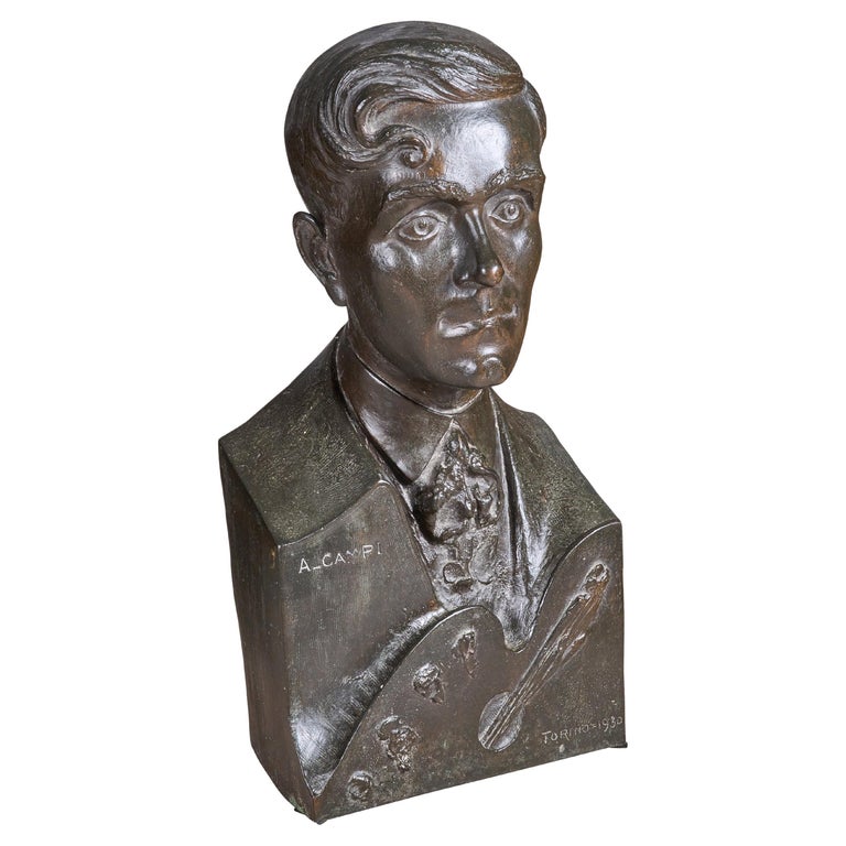 Bronze Bust of A. Campi, Artist For Sale at 1stDibs