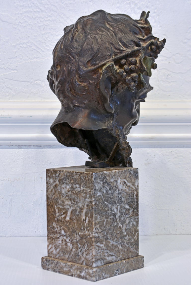 Bronze Bust of a Smiling Satyr by Vincenzo Gemito on Marble Base, Late ...