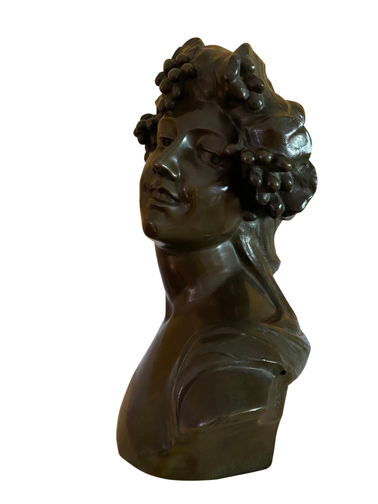 Bronze Bust of Bacchus the God of Wine and Intoxication, 19th Century ...