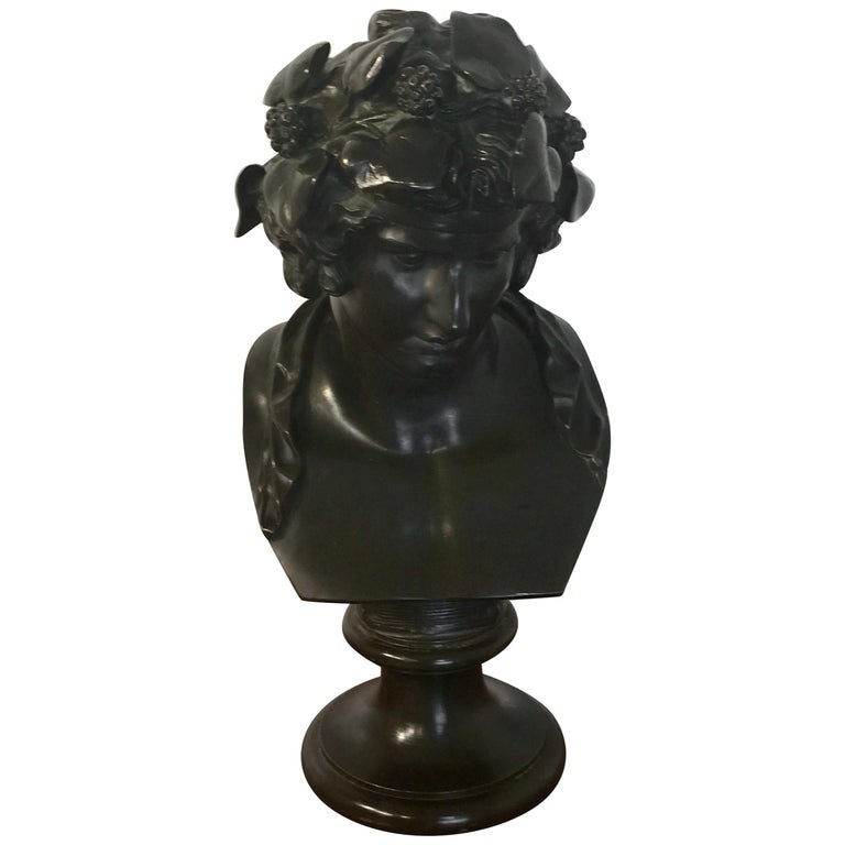 Bronze Bust of Young Bacchus, Attributed to F. Barbedienne at 1stDibs