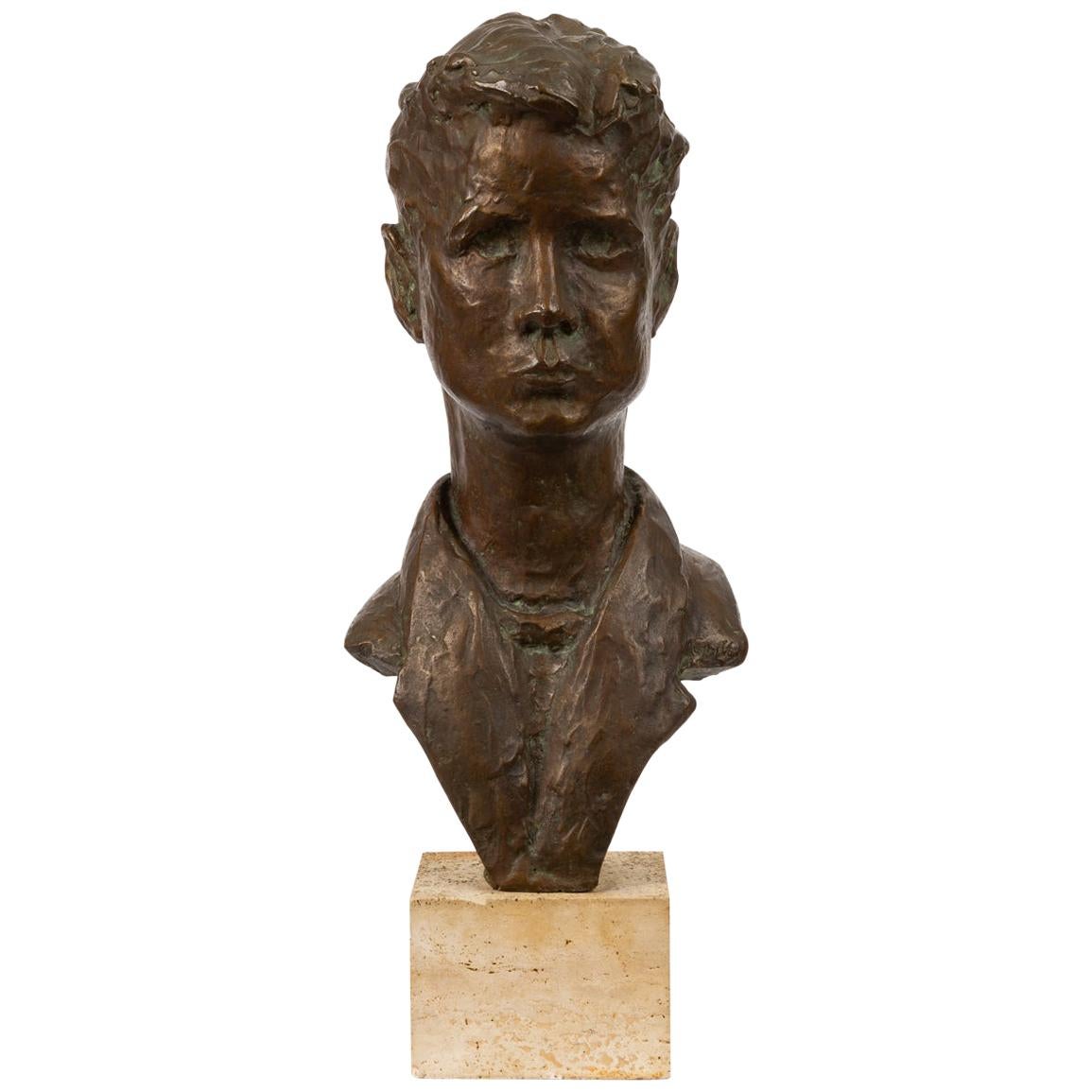 Bronze Greco-Roman Inspired Bust of a Young Man on Custom Stand at 1stDibs