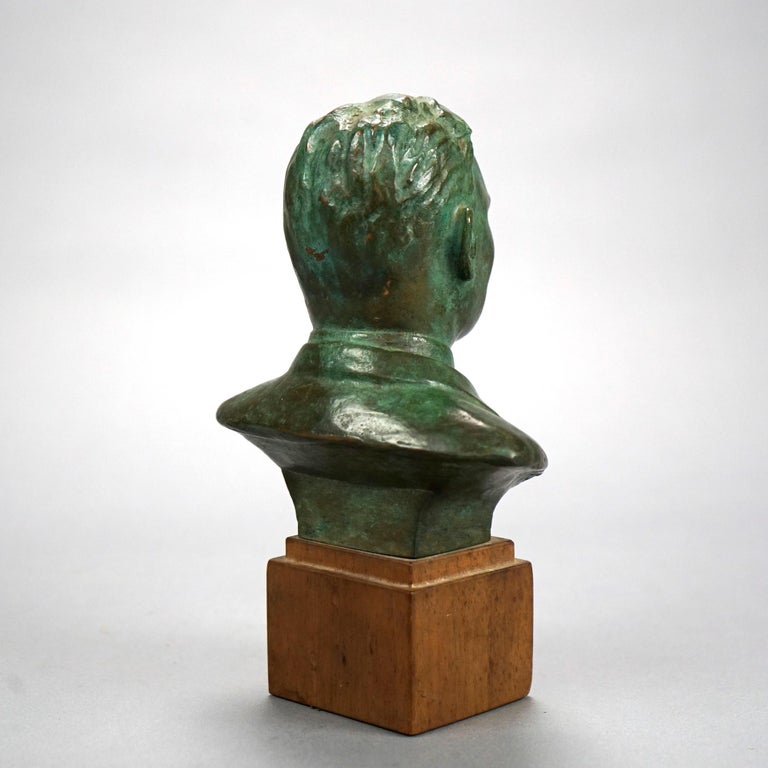 Bronze Bust Portrait Sculpture of a Man on Wooden Plinth by John ...