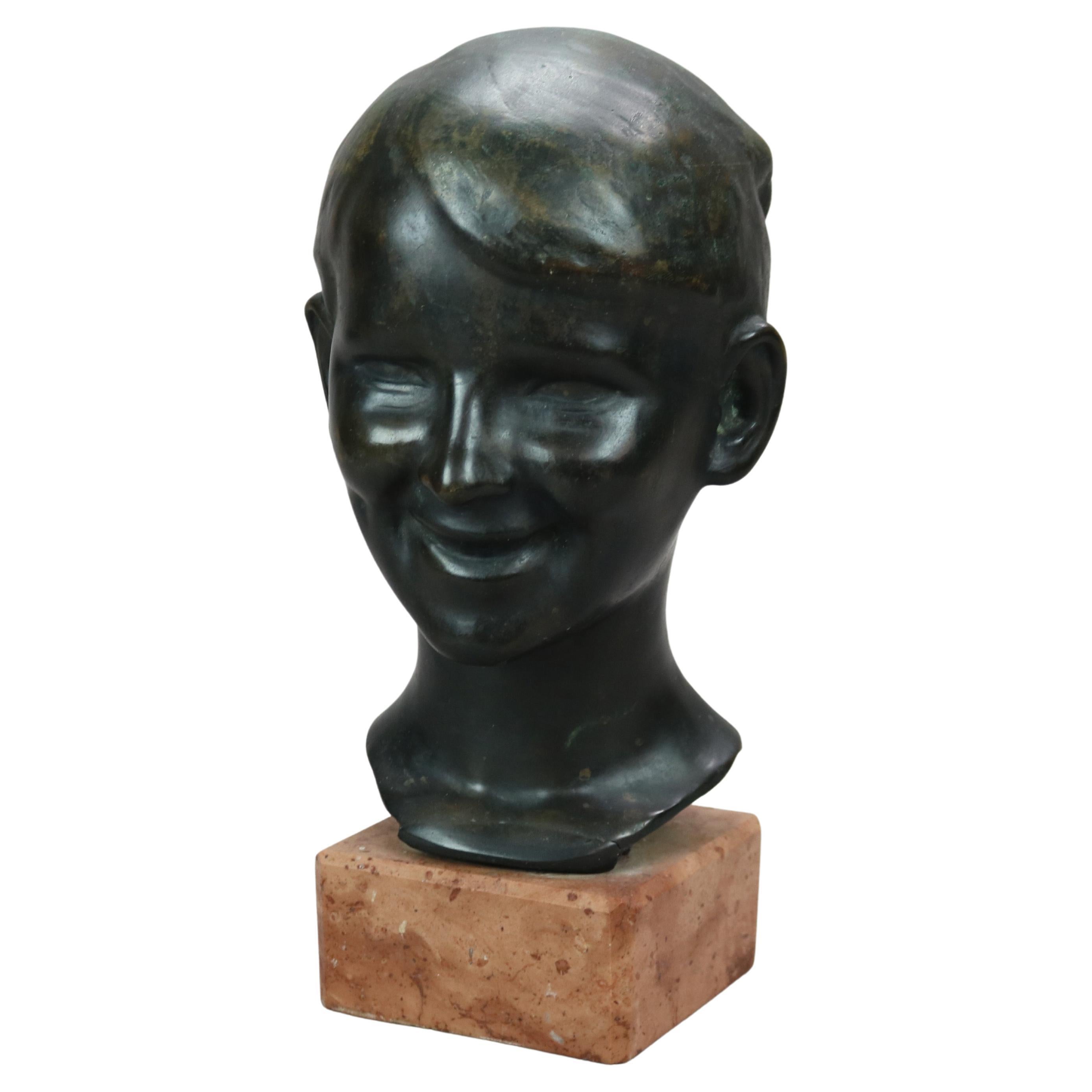 Bronze Bust Sculpture on Marble Plinth For Sale at 1stDibs
