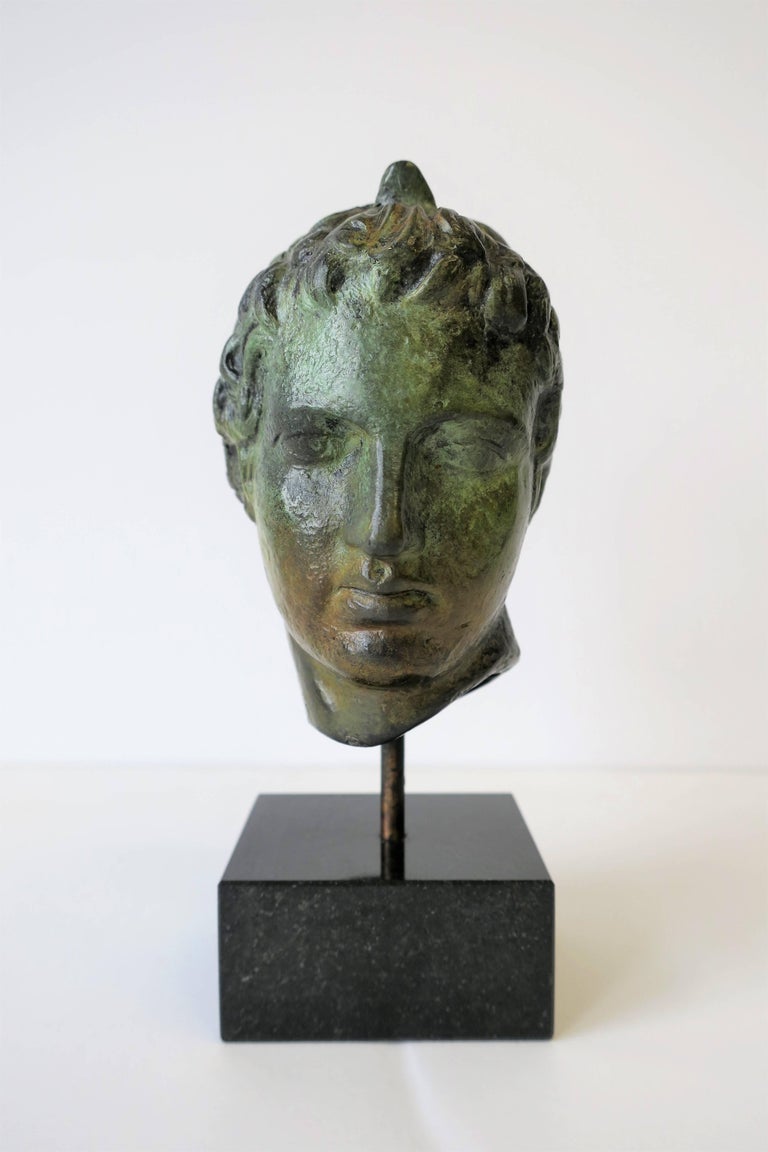 Bronze Bust Sculpture on Black Marble Base at 1stDibs