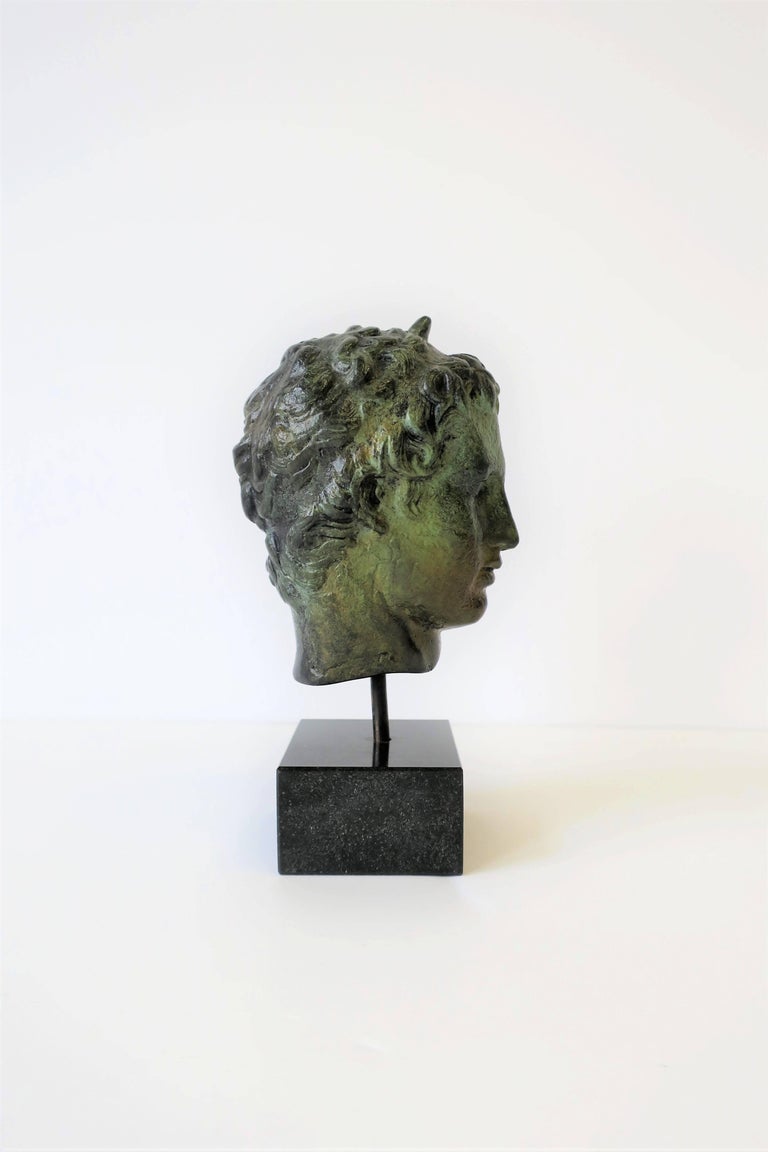 Bronze Bust Sculpture on Black Marble Base at 1stDibs
