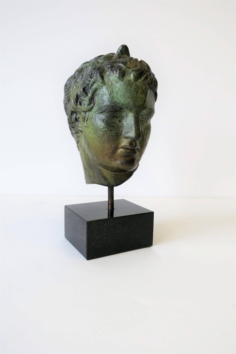 Bronze Bust Sculpture on Black Marble Base at 1stDibs