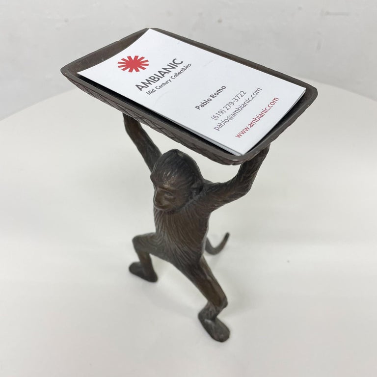 Bronze Butler Monkey Business Card Holder Trinket Tray Desk Accessory ...