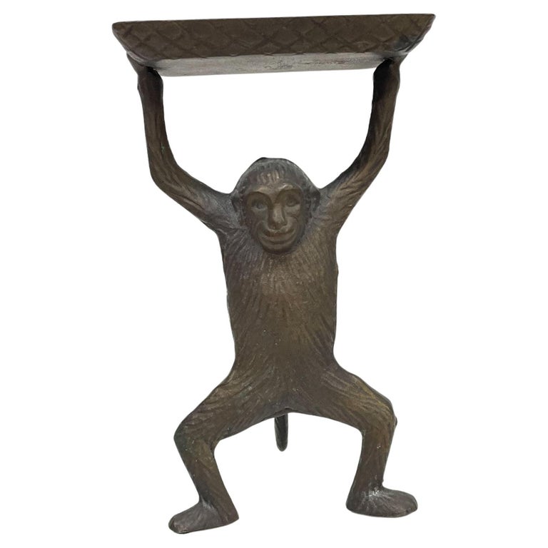Bronze Butler Monkey Business Card Holder Trinket Tray Desk Accessory ...