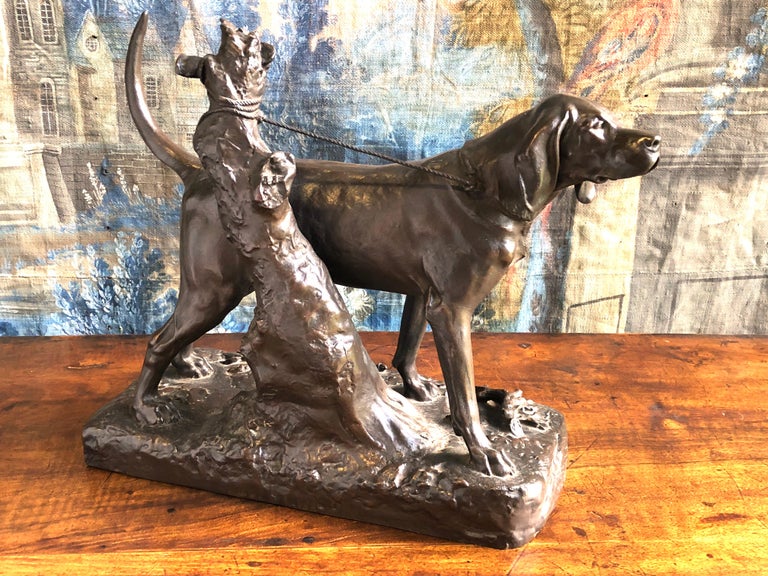 Bronze by Augustus Cain, Hunting Dog, 19th Century at 1stDibs