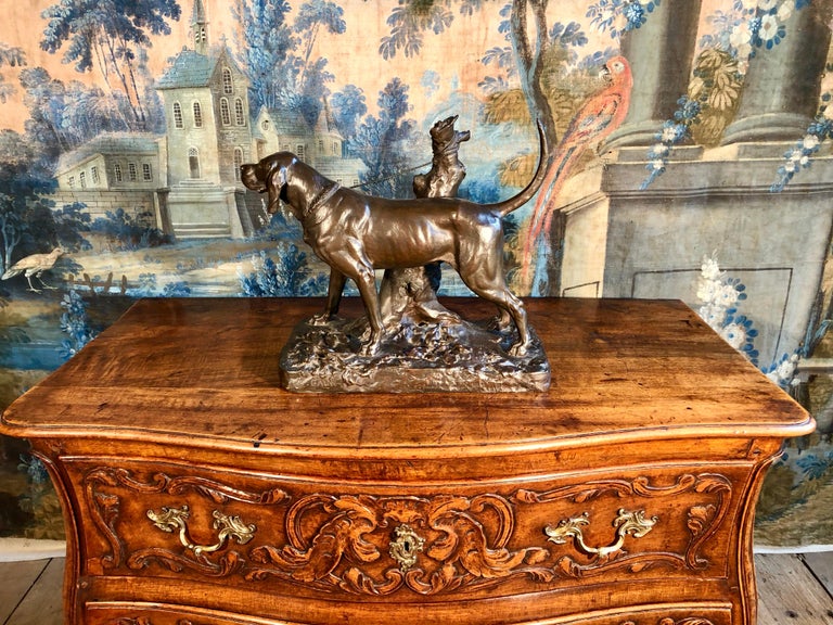 Bronze by Augustus Cain, Hunting Dog, 19th Century at 1stDibs