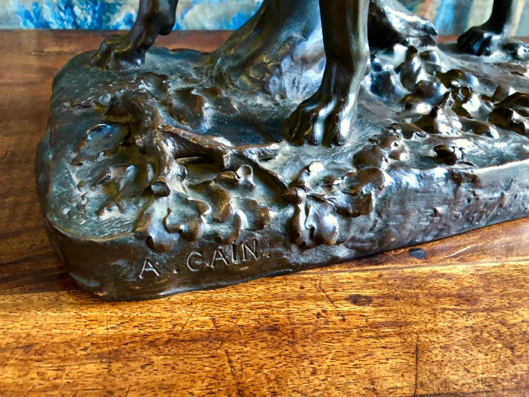 Bronze by Augustus Cain, Hunting Dog, 19th Century at 1stDibs
