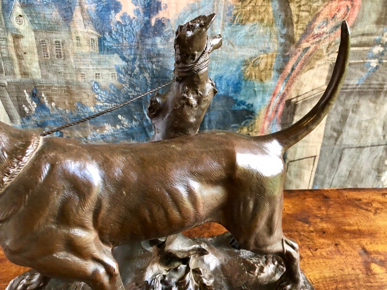Bronze by Augustus Cain, Hunting Dog, 19th Century at 1stDibs
