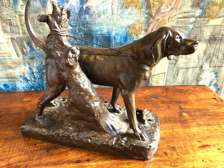 Bronze by Augustus Cain, Hunting Dog, 19th Century at 1stDibs