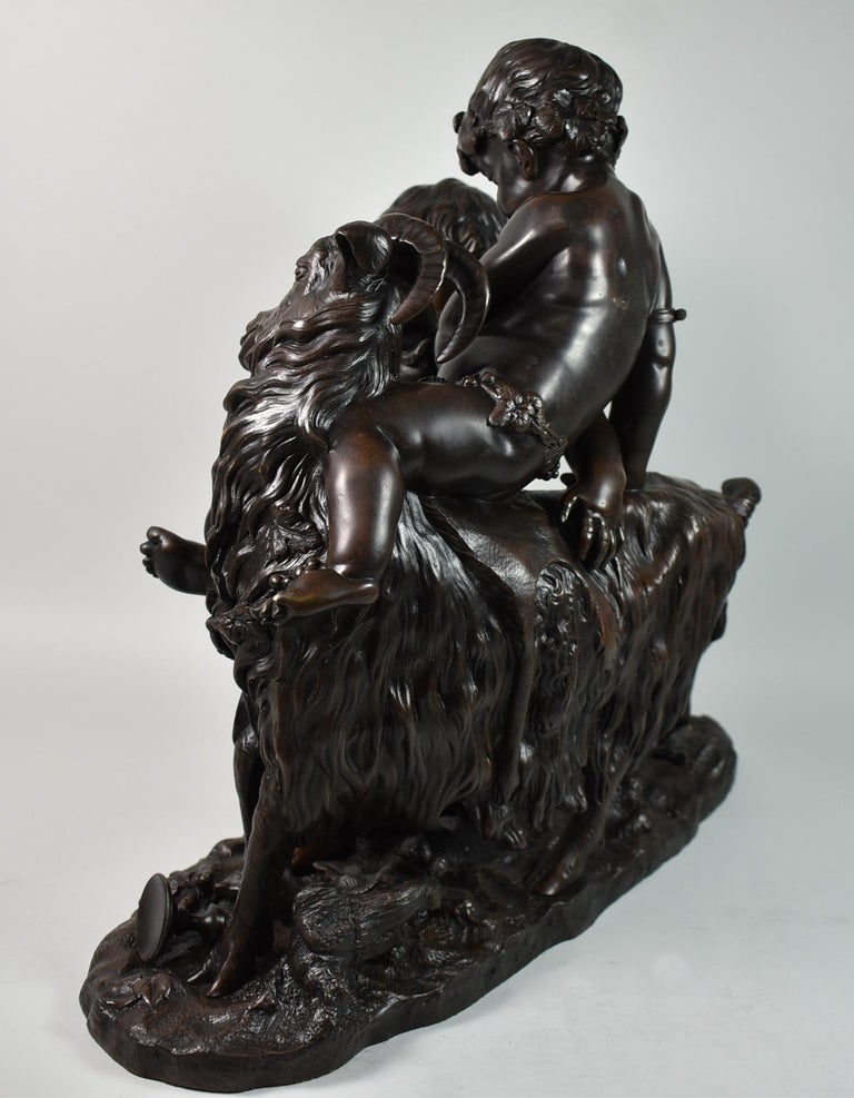 Bronze by Henri Picard Rococo Style Statue Children / Cherubs and Goat ...