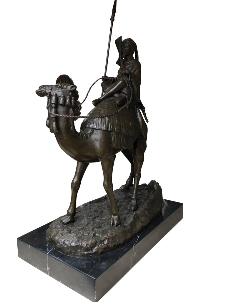 Bronze Camel Statue, French Casting Arab Camel Signed Leonard, 20th ...