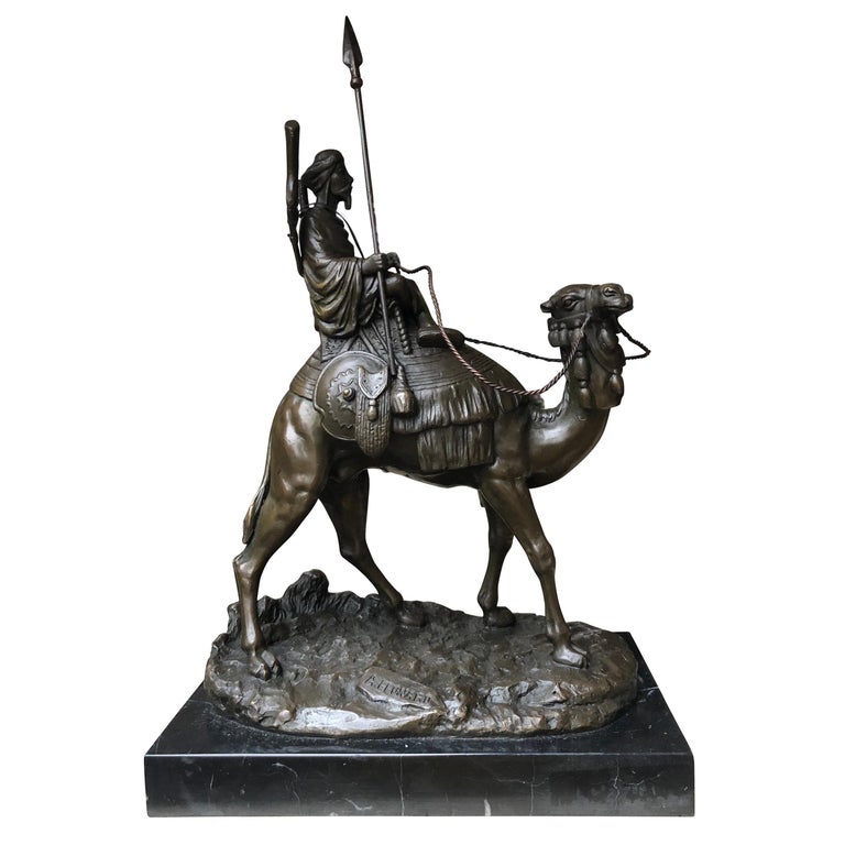 Bronze Camel Statue, French Casting Arab Camel Signed Leonard, 20th ...