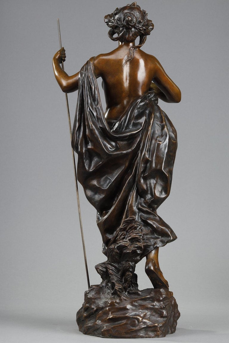 Bronze Cast "Nymph with poppies" Signed Gustave Obiols For Sale at 1stDibs