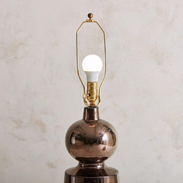 Bronze Ceramic Table Lamp, France 20th Century at 1stDibs
